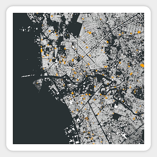 Copie de Map of Manila, Philippines,with its schools in color - Map - Sticker | TeePublic